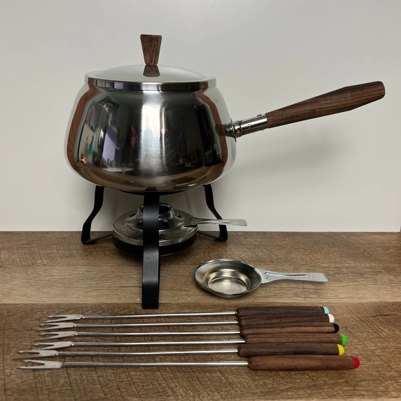 Unbranded | Kitchen | Mcm Mid Century Modern 88 Stainless Teak Fondue ...